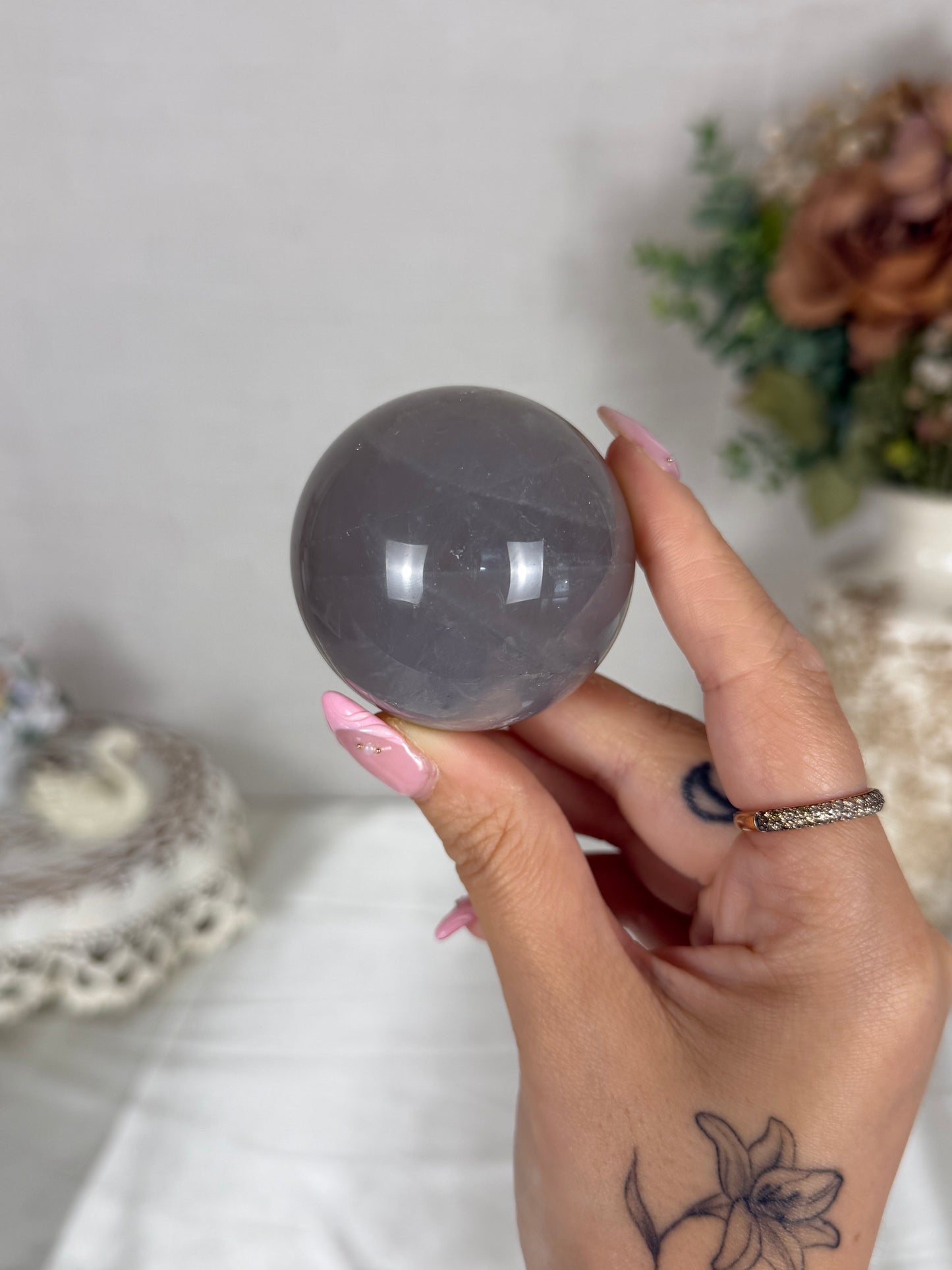Moody Blue Rose Quartz Sphere (22) – Azalea Crystals
