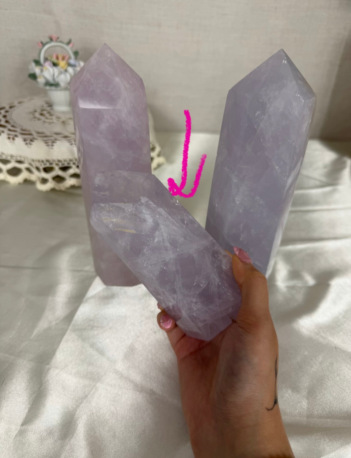 Periwinkle/Lavender Rose Quartz Tower (98) – Azalea Crystals