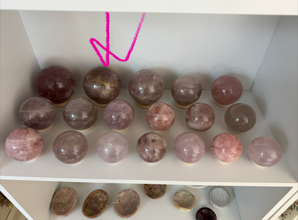 *Smoky Pink Star Rose Quartz Sphere 93mm (158) – Azalea Crystals